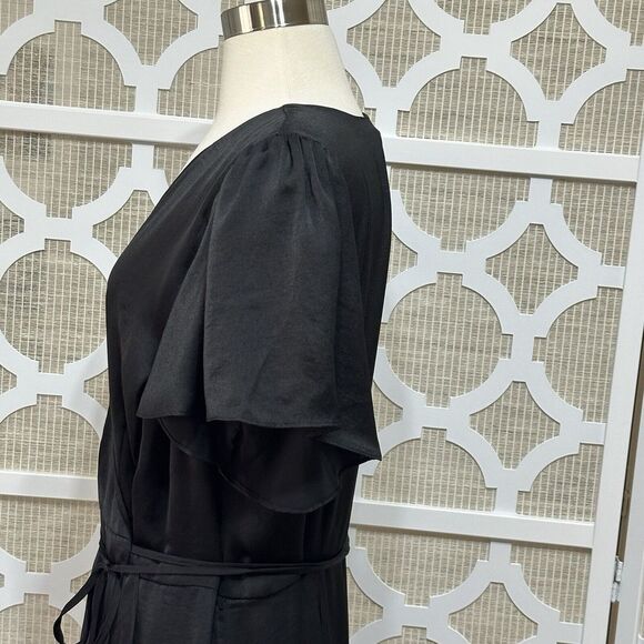 Modcloth | Dresses | Modcloth Satin Wrap Dress Womens X Black Flutter ...